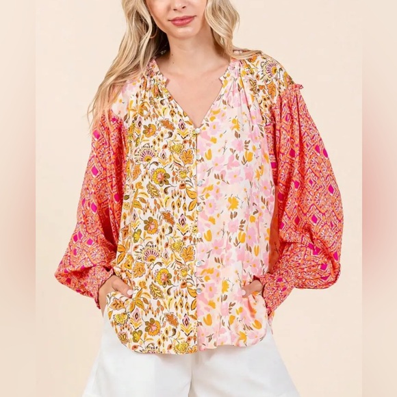 Tops | 358 Floral Patchwork Blouse Multicolor | Poshmark